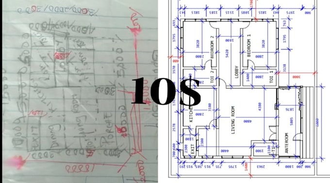 Draft floor plans, dimensioning without rendering by Babe_maki | Fiverr
