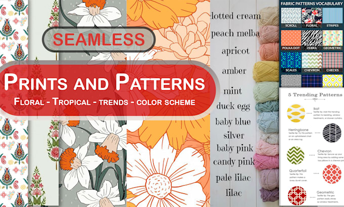 Create vector seamless textile fabric repeat pattern by Sanashe | Fiverr