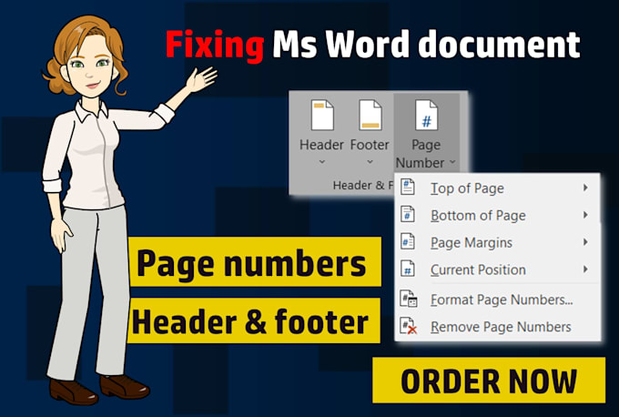 Fix ms word page number footer and header by Amenikharrat | Fiverr