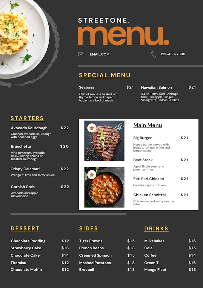 Design professional food menu for you within 12 hours by Areesha8 | Fiverr