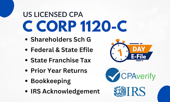 Prepare business c corp 1120c tax return and efile same day by ...