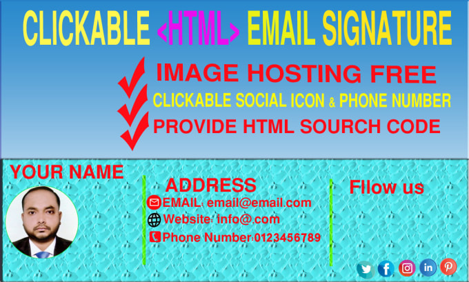 Clickable html email signature by Badshaalomgir19 | Fiverr
