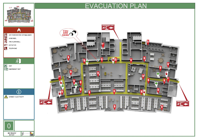 Design 3d fire emergency evacuation map for your floor plan by ...