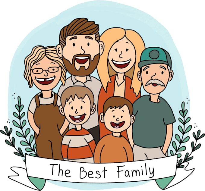 Cartoon style family portrait by Alenarich | Fiverr