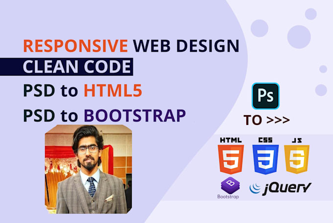 Convert psd to html css bootstrap 5 responsive website by Faiyaz_fahim | Fiverr