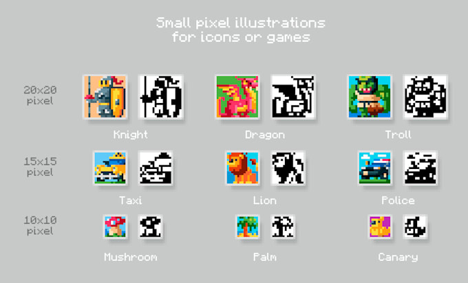 Create pixel art icons or objects for your nonogram game by Rad_content ...