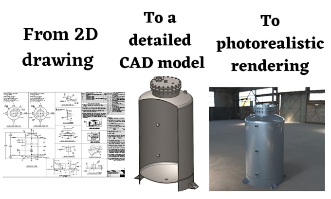 Convert 2d to 3d model in solidworks with rendering by Windorfus | Fiverr