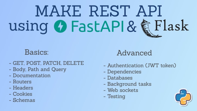 Create rest api using fastapi, flask by Oktamjon | Fiverr Create rest api using fastapi, flask by Oktamjon | Fiverr