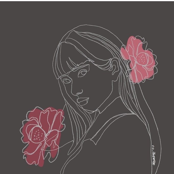 Draw a beautiful instagram style line art for you by Vivikao | Fiverr