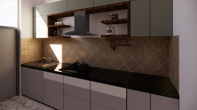 Design high quality modular kitchen renders by Anandkumar77 | Fiverr