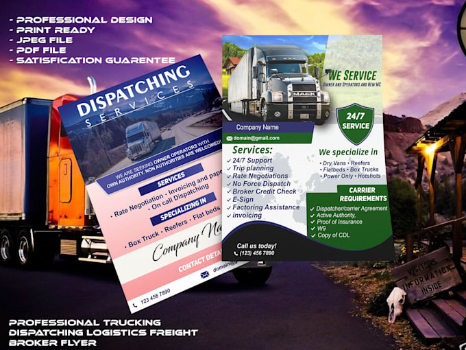 Design elegant trucking dispatching flyers by Awais__razaq | Fiverr