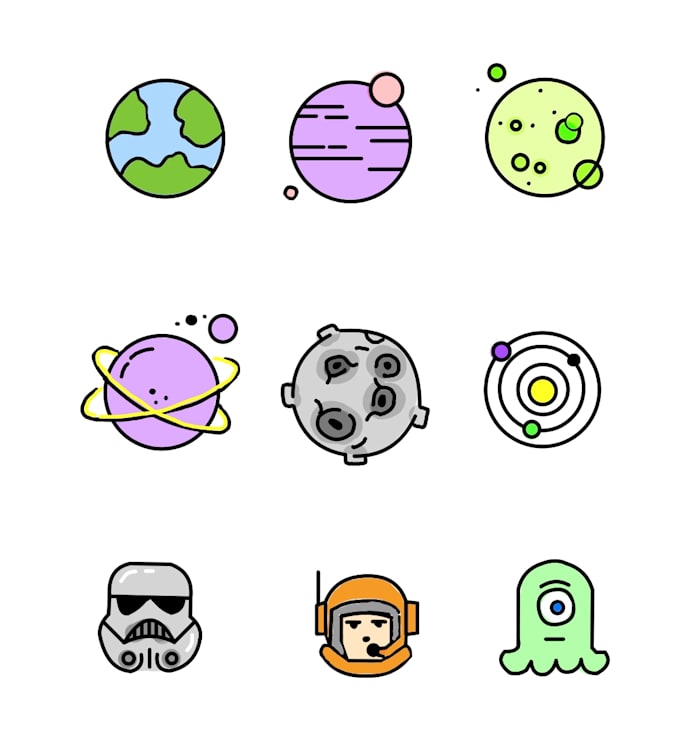 Outer space icon designs by Lukasbrh | Fiverr