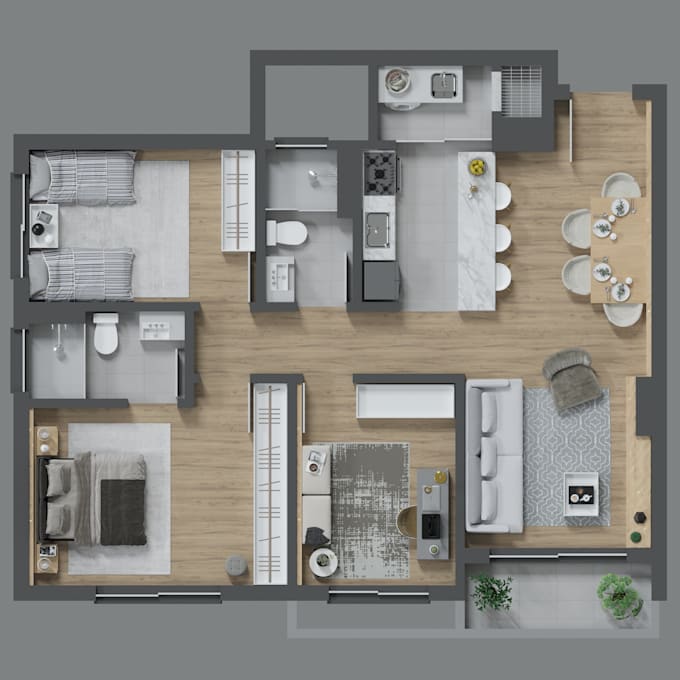 Make a plan layout render by Estherccoelho | Fiverr