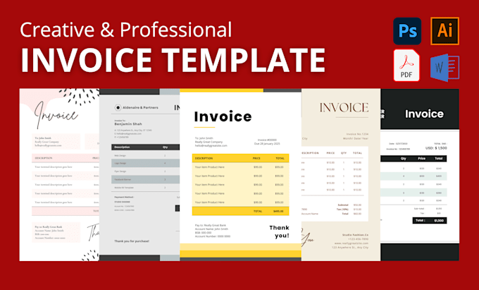 Create digital invoice template design by Beenishzeb_98 | Fiverr