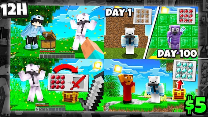 Create 2 eye catching minecraft thumbnail by Wariergiant | Fiverr