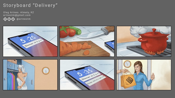 Create 5 frames of storyboards for your script by Artneotm | Fiverr