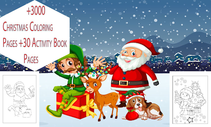 Present 3000 christmas coloring pages for kids by Lineart_expertt | Fiverr