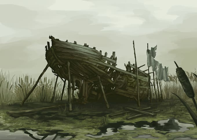 Create dark, background, environment concept art, landscape by ...