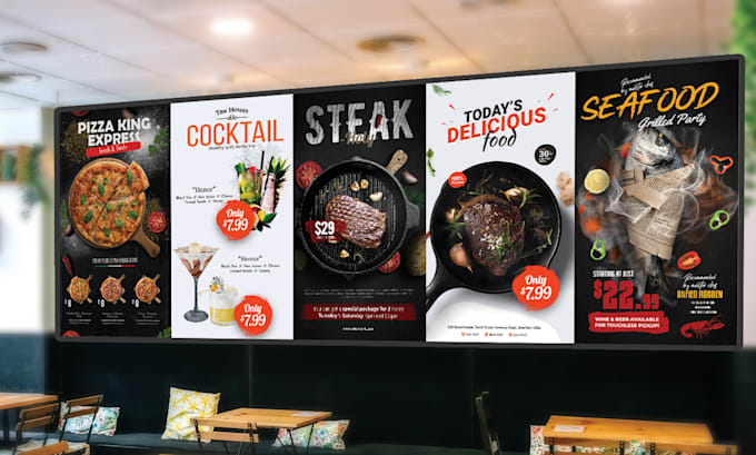 Design digital menu board restaurant menu tv menu by Phbazar | Fiverr