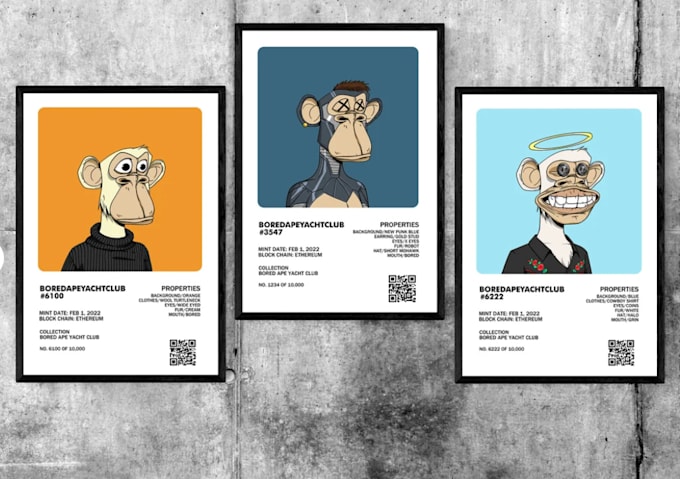 Create a personalized wall art wall art for your nft with qr code by ...