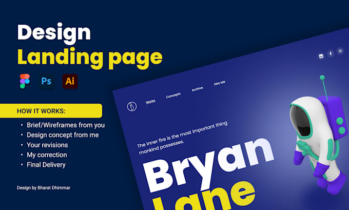 Design minimal landing page ui design by Bharatdhimmar | Fiverr
