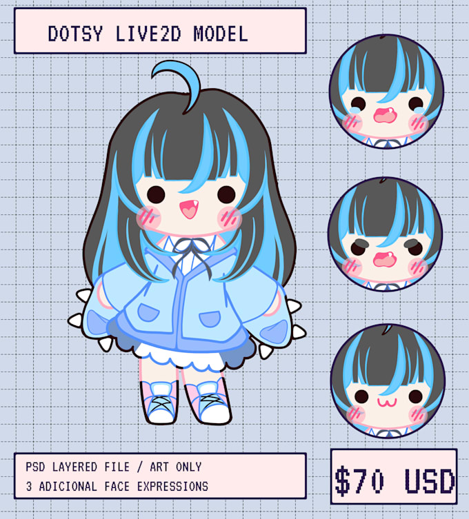 Draw a cute chibi vtuber for streaming by Zombitte | Fiverr