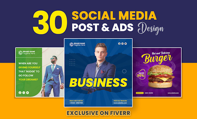 Design 30 attractive business social media posts and ads by Zakoan | Fiverr