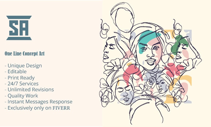 Design one line concept art vector illustration and icons by Honey091 ...