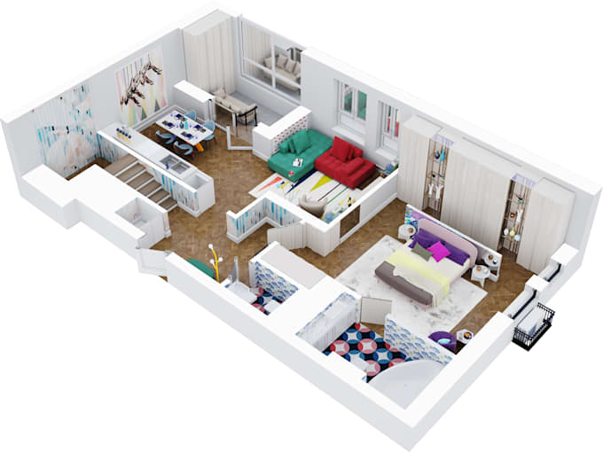 Do 3d floorplan for design project by Lizadesign31 | Fiverr
