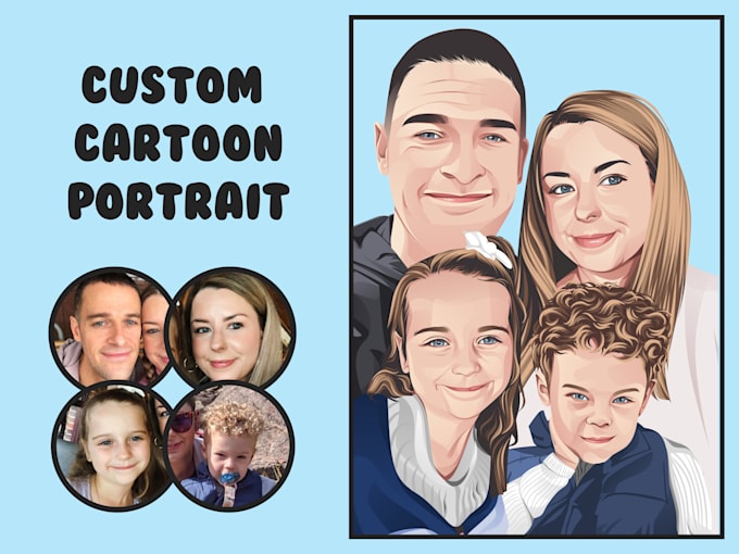 Draw custom cartoon portrait and vector cartoon character by Tugbasahin ...