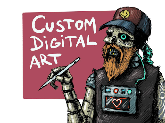 Draw a custom digital illustration, portrait, horror, science fiction ...