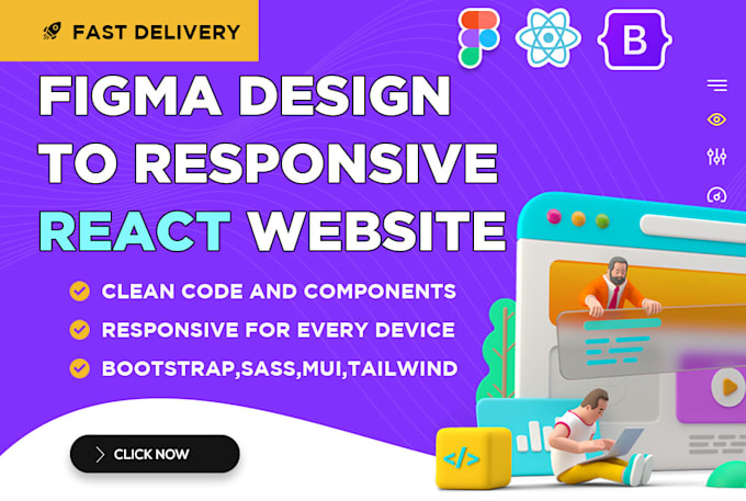 Convert figma design to responsive react website, figma to react bootstrap by Hazratali451 | Fiverr