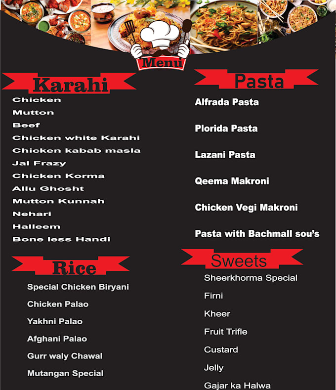 Make amazing restaurant menu design by Mnaseeer | Fiverr