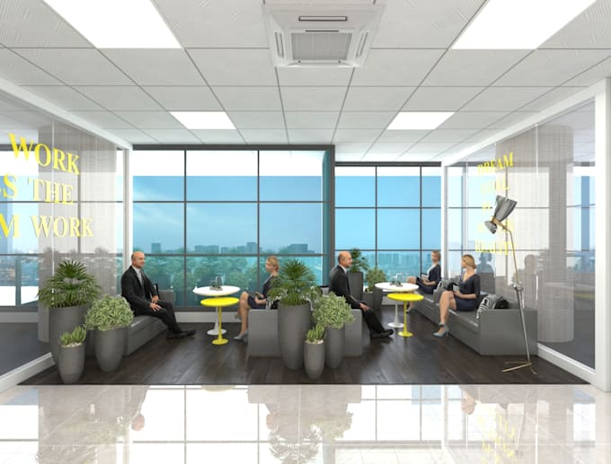 Design modern office space, 3d model, rendering by Razuahamed11 | Fiverr