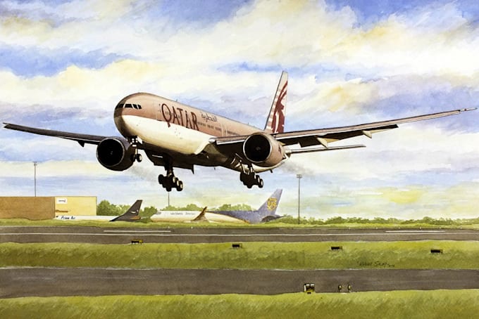 Draw a realistic watercolor painting of your fav airliner by Rehansiraj ...