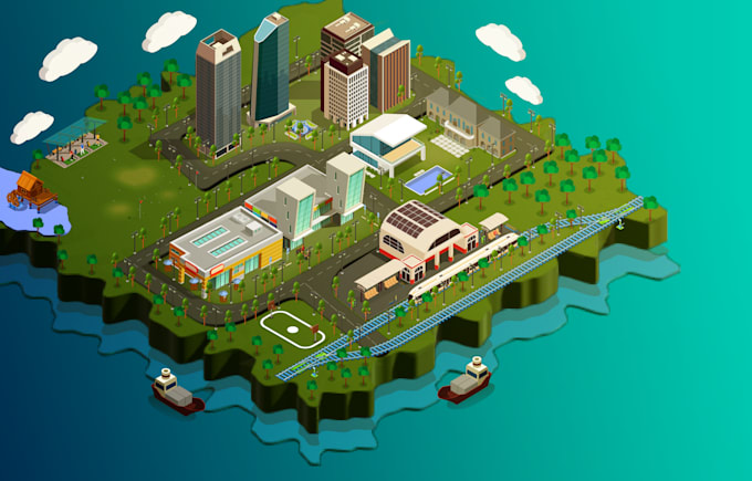 Design a 3d isometric map or event map illustration by Us__studios | Fiverr
