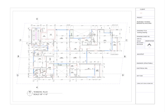 Draw architectural and structural working drawings in autocad by ...