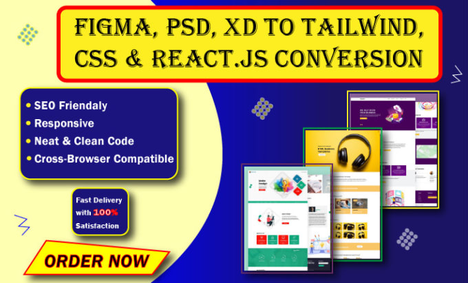 Convert figma, psd, xd to responsive website using tailwind css and ...