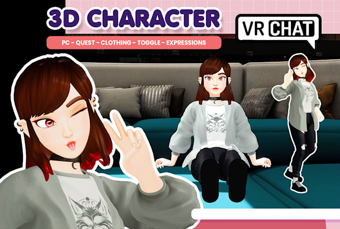 Create custom 3d model vr chat avatar, vr character or 3d vtuber by ...
