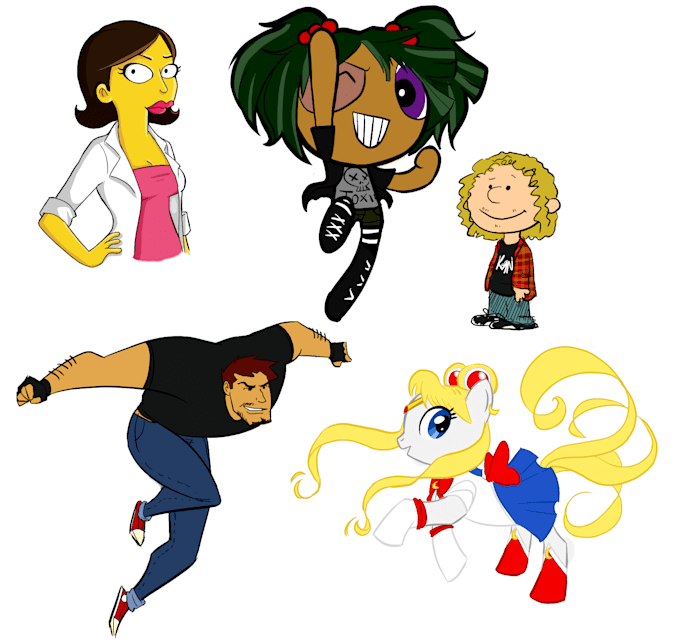 Draw you in any existing cartoon or anime style by Skadoobie | Fiverr