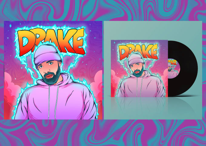 Create psychedelic cartoon emo rap hiphop music album cover by ...