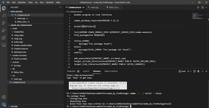 Build code using makefile, cmake, ninja with git features and manage using conan by Medhavikosta ...
