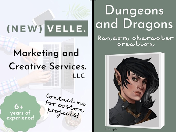 Create random dnd character with level stat sheet and character graphic ...