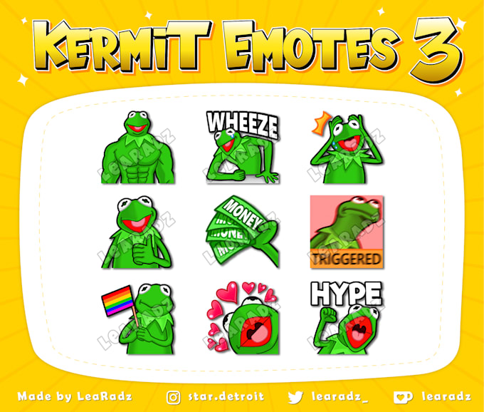 Sell a premade emote pack of kermit frog meme v3 by Learadz | Fiverr