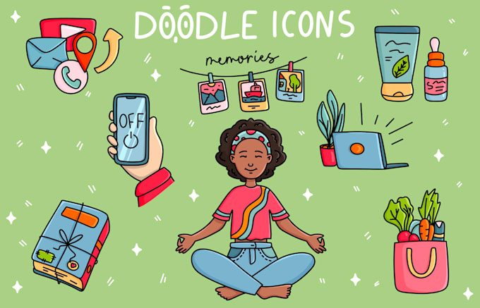Create hand drawn doodle icons, cartoon illustrations by Anastasisoroka ...
