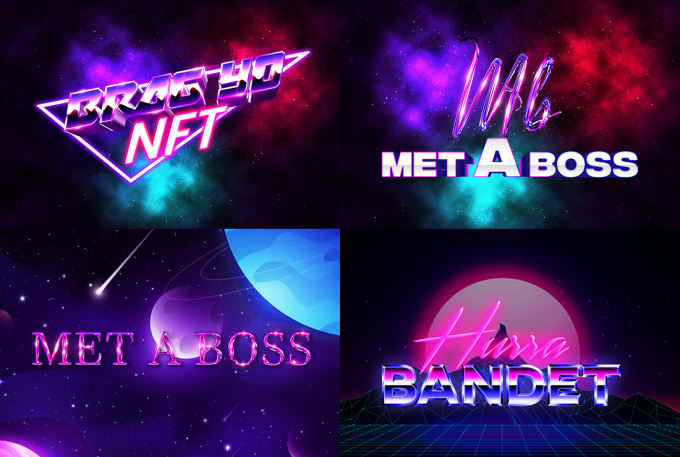 Design 80s synthwave, retro futuristic, vintage style, neon, and chrome ...