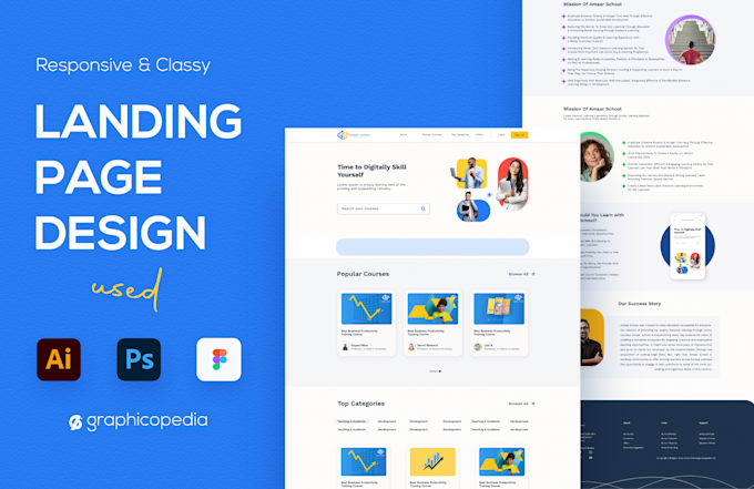 Responsive ui ux or unique landing page design by Graphicopedia | Fiverr