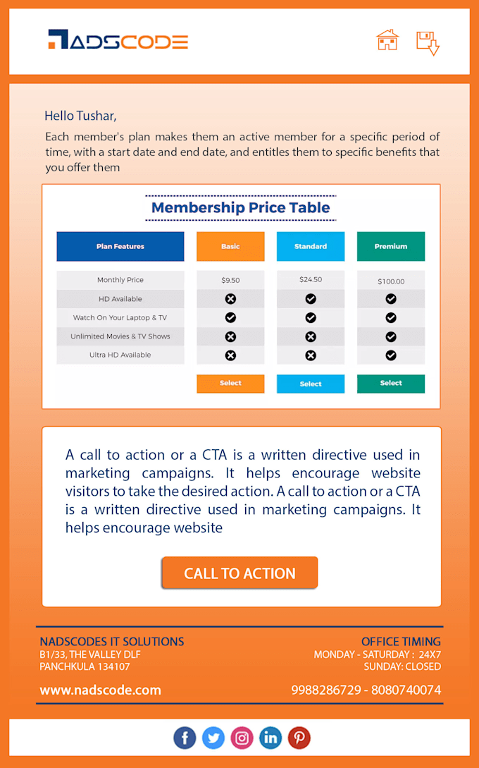 Design a professional html email template within 24 hours by ...