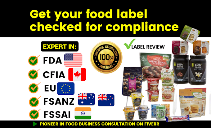 Review your food product label for fda, cfia, eu, fsanz, fssai ...