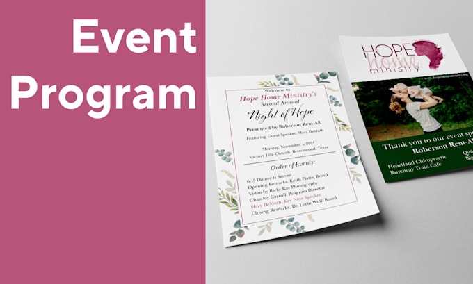 Design a custom event program by Kayleywhite3 | Fiverr